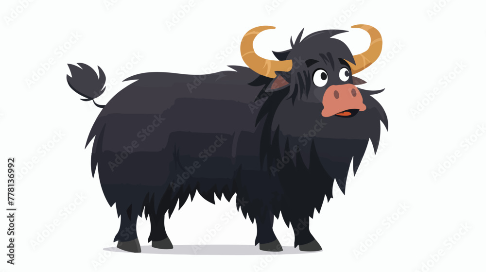 Cartoon happy yak Flat vector isolated on white background Stock Vector ...