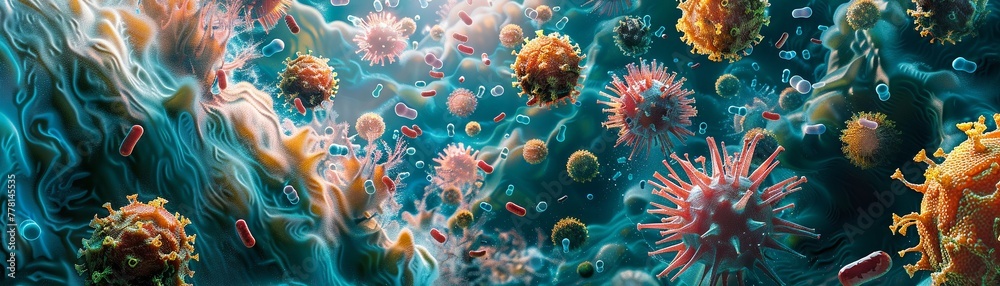 Artistic rendition of gut bacteria flourishing in an organic ...