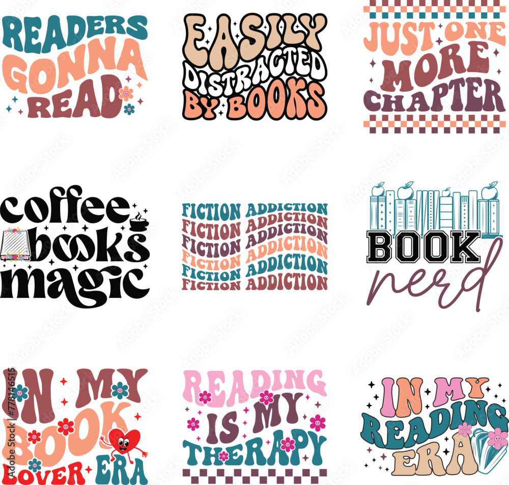 Vektorová grafika „Retro book lover svg Bundle, Reading svg bundle ...