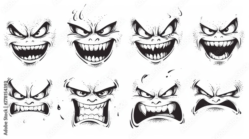 a set of cartoon angry faces with different expressions and expressions ...