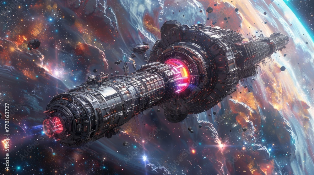 A space ship is flying through a galaxy with a lot of debris. The ship ...