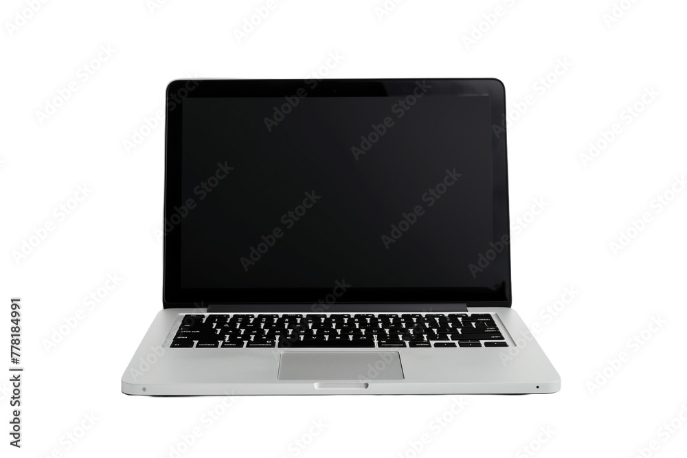 Sleek Laptop Front View with Black Screen - isolated on White ...