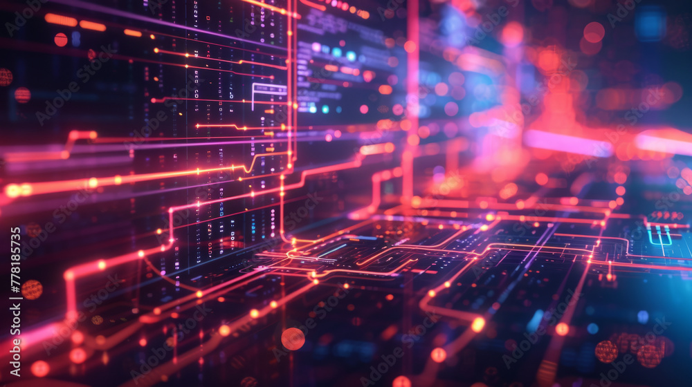 Software Development, A neon-lit visual journey through the software ...