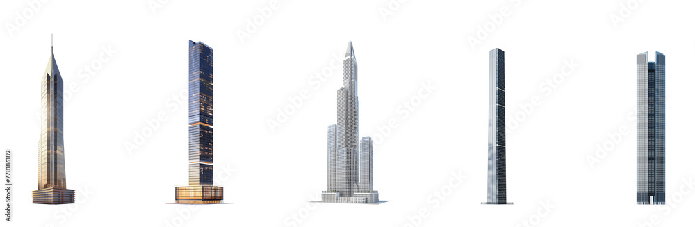 Skyscraper set. Tall, supertall, megatall skyscrapers collection ...