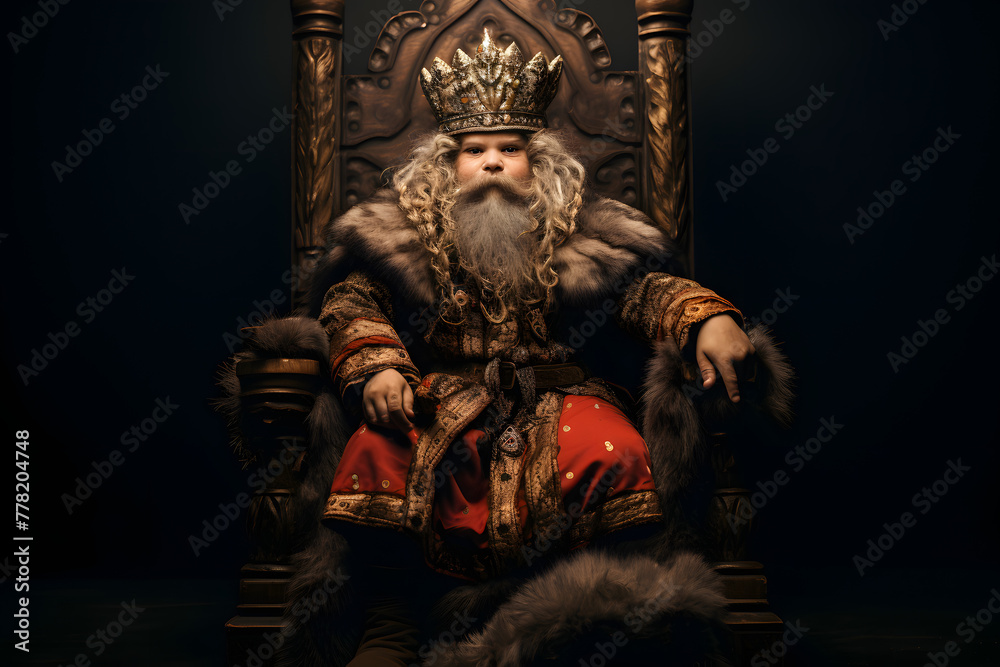 dwarf in his thrown, king dwarf, fantasy style dwarf sitting on his ...