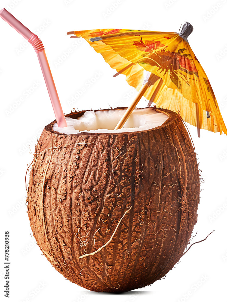 Coconut drink clipart with a straw and umbrella Stock Illustration ...
