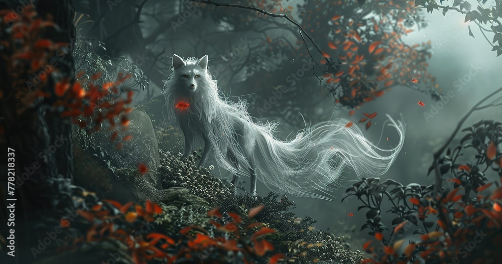The Mysterious Fox with Nine Tailsï¼ŒUsing the realism and clarity of a ...