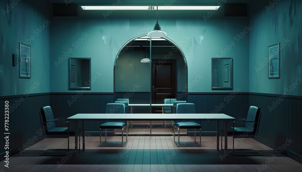 Mystery Thriller Interrogation Room: A police interrogation room set ...