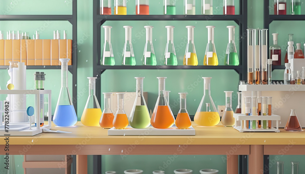 Science Lab Experiment Zone: A scientific laboratory set with lab ...