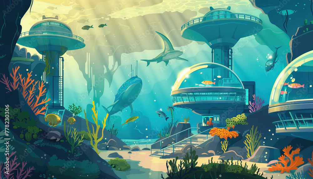 Underwater Marine Observatory: An underwater observatory set with ...