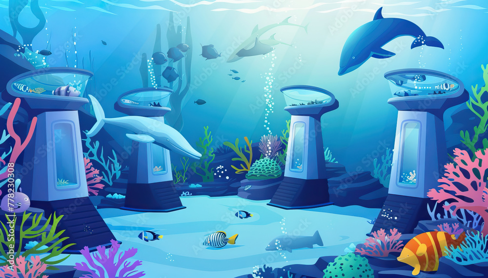 Underwater Marine Observatory: An underwater observatory set with ...