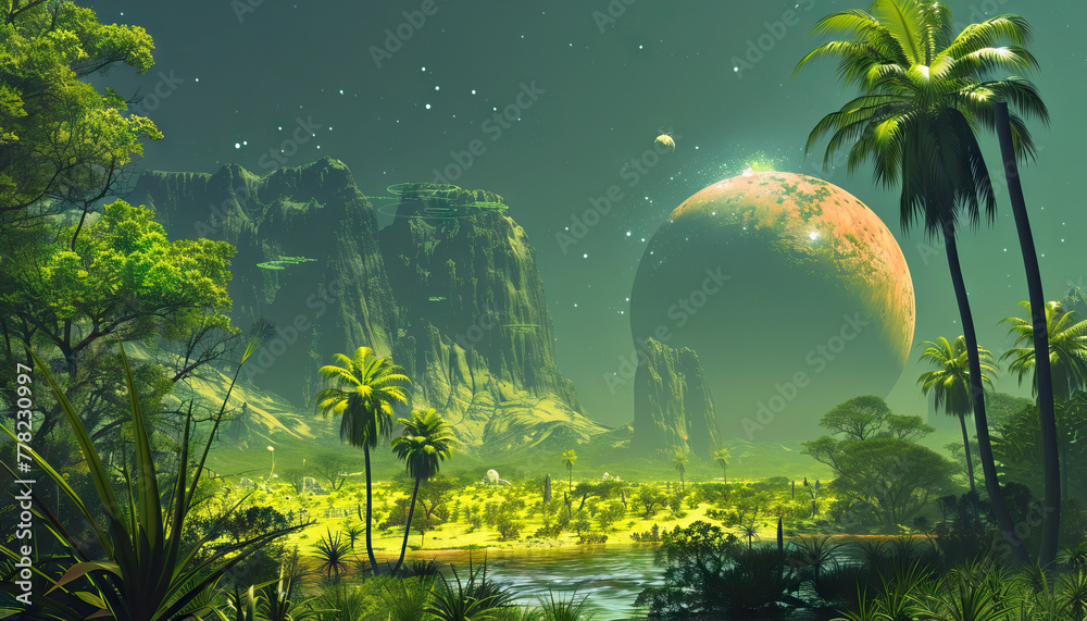 Science Fiction Alien Planet An alien planet set with alien landscapes ...