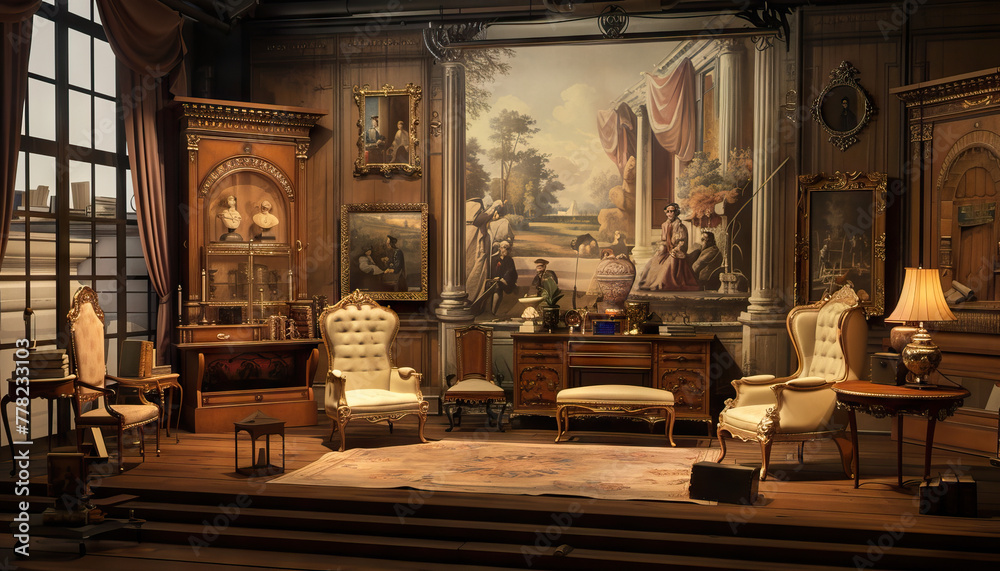 History and Culture Talk Show Studio": A historical set with period ...