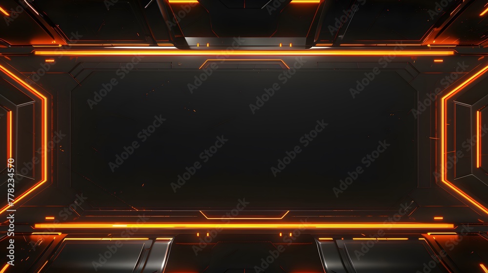 Minimalist black and orange live stream overlay video screen interface ...