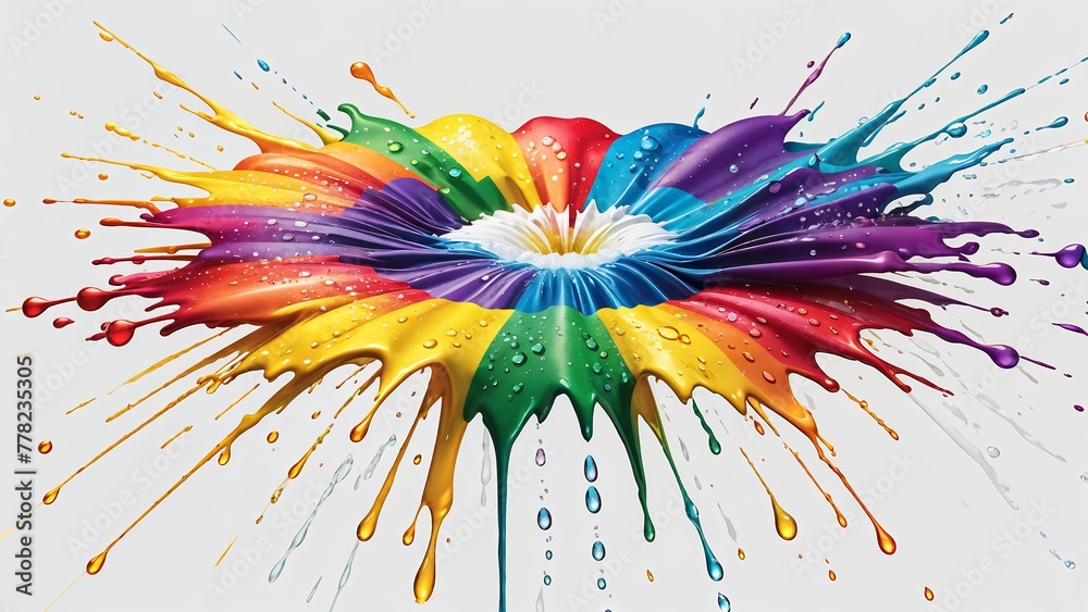 LGBTQ Pride Flag Bursting Into A Vibrant Splash With Radiant Rainbow ...
