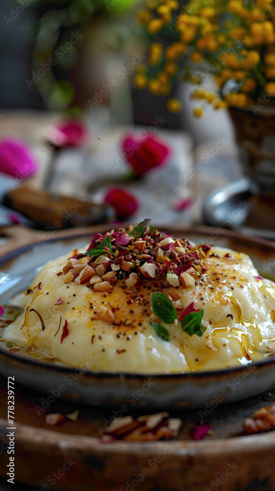 A plate of rich and indulgent shahi tukda, garnished with saffron ...
