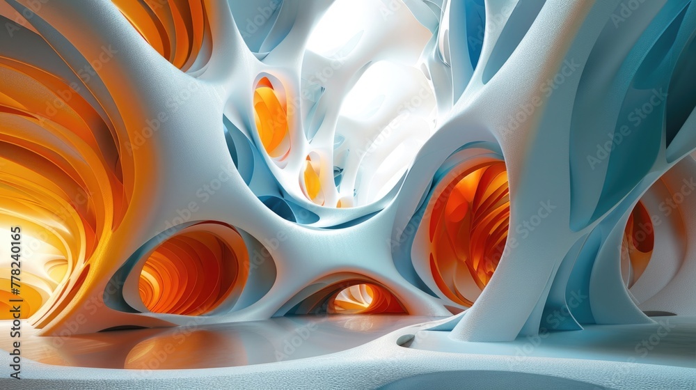 Futuristic Abstract Interior Design with Organic Shapes, To provide a ...