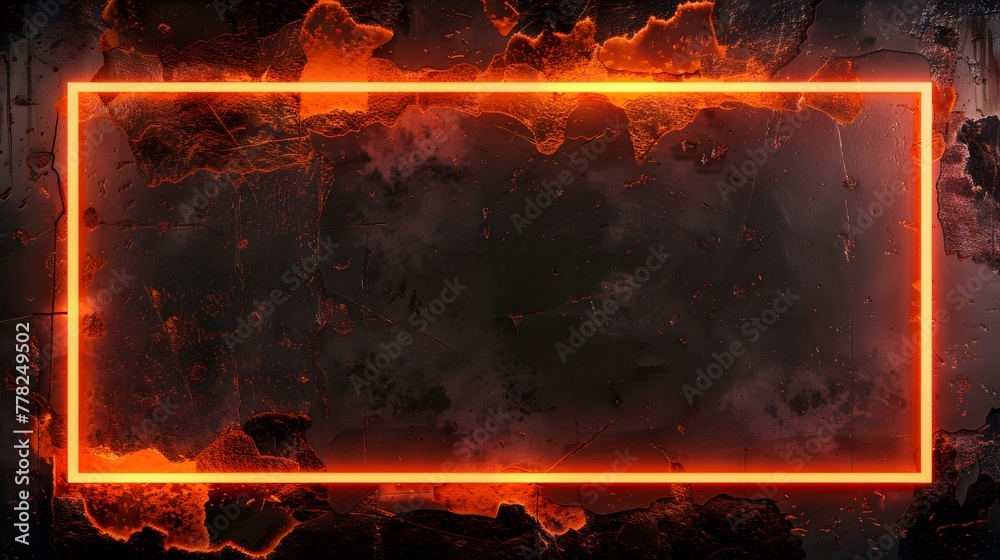 Sleek black and orange live stream overlay video screen interface frame ...