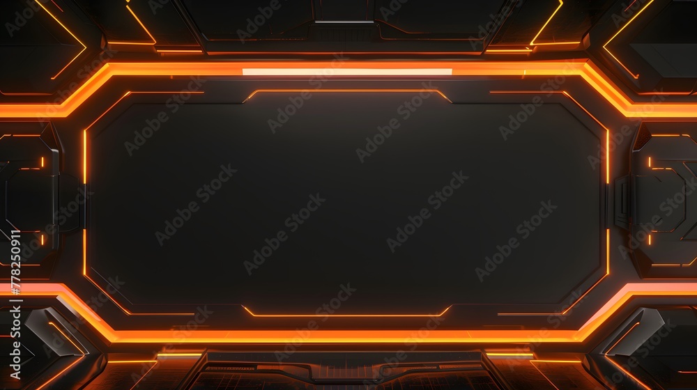 Contemporary black and orange live stream overlay video screen ...