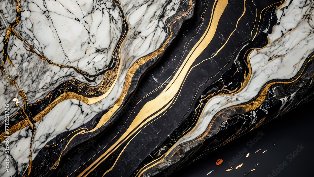 Nature's Opulence Captured: Black, White, and Gold Marble in Stunning ...