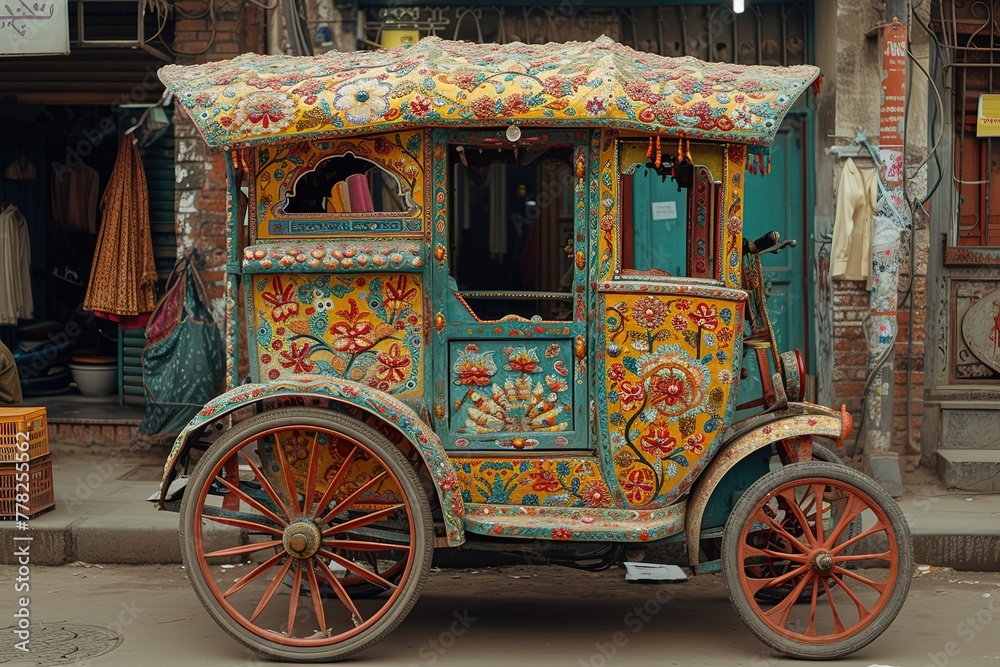 Rickshaw Artwork Artistically decorated rickshaw adding vibrancy to a ...