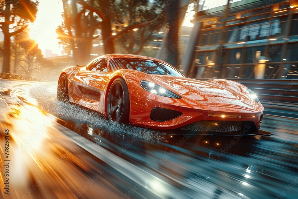Special effects highlight the metallic sheen of prototype vehicles ...