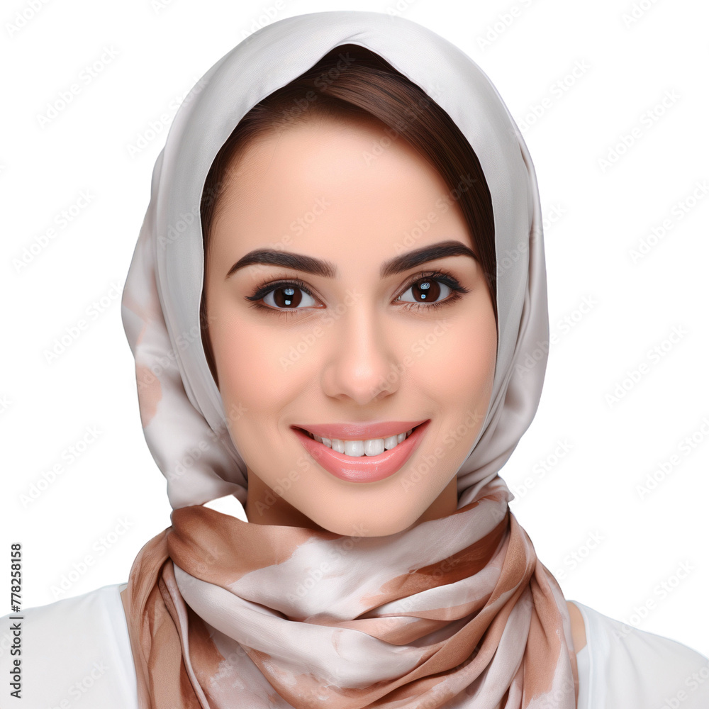 Headshot of a beauty smiling middle eastern woman wearing hijab ...