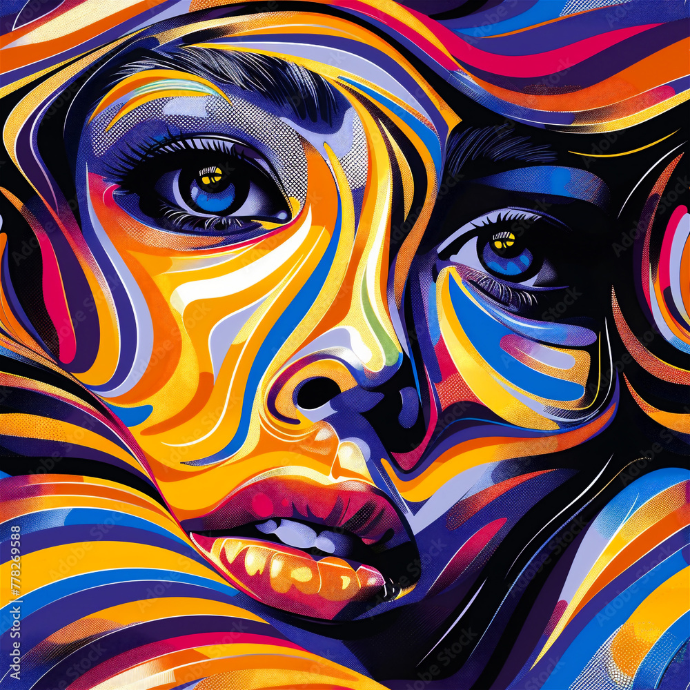 Opt Art Woman. Generated Image. A digital illustration of a beautiful ...