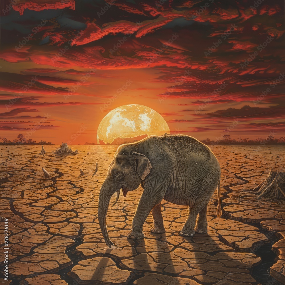 A depiction of an animal species facing extinction due to habitat loss ...