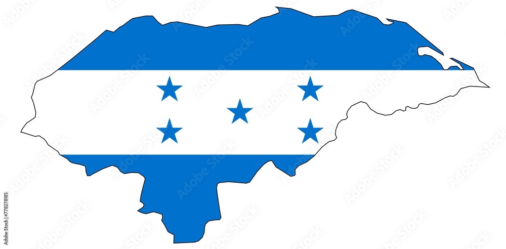 Outline of the map of Honduras with regions Stock Illustration | Adobe ...