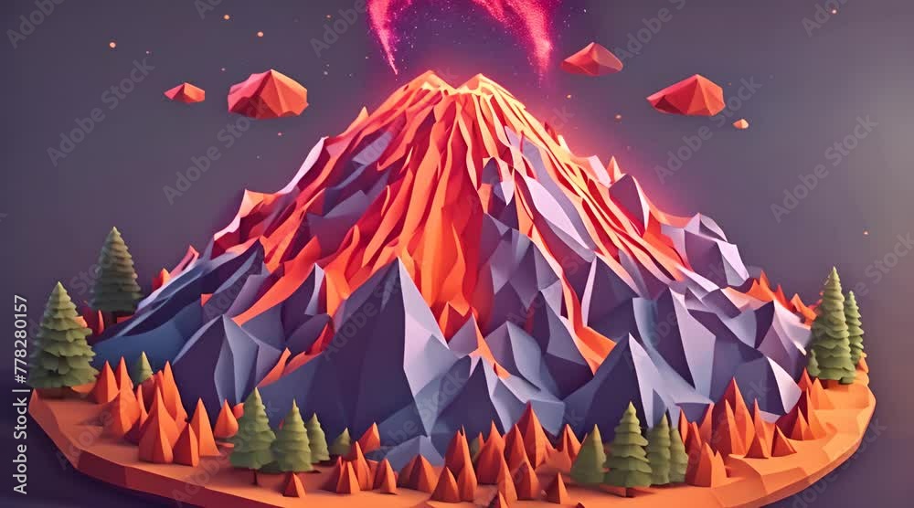 Vidéo Stock A Miniature Volcano Erupts, Devastating the Tiny Landscape ...