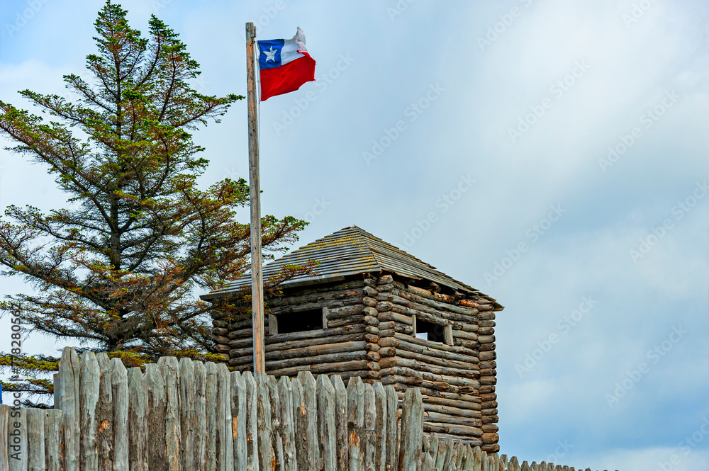Fort Bulnes near Punta Arenas, the first Chilean settlement on the ...