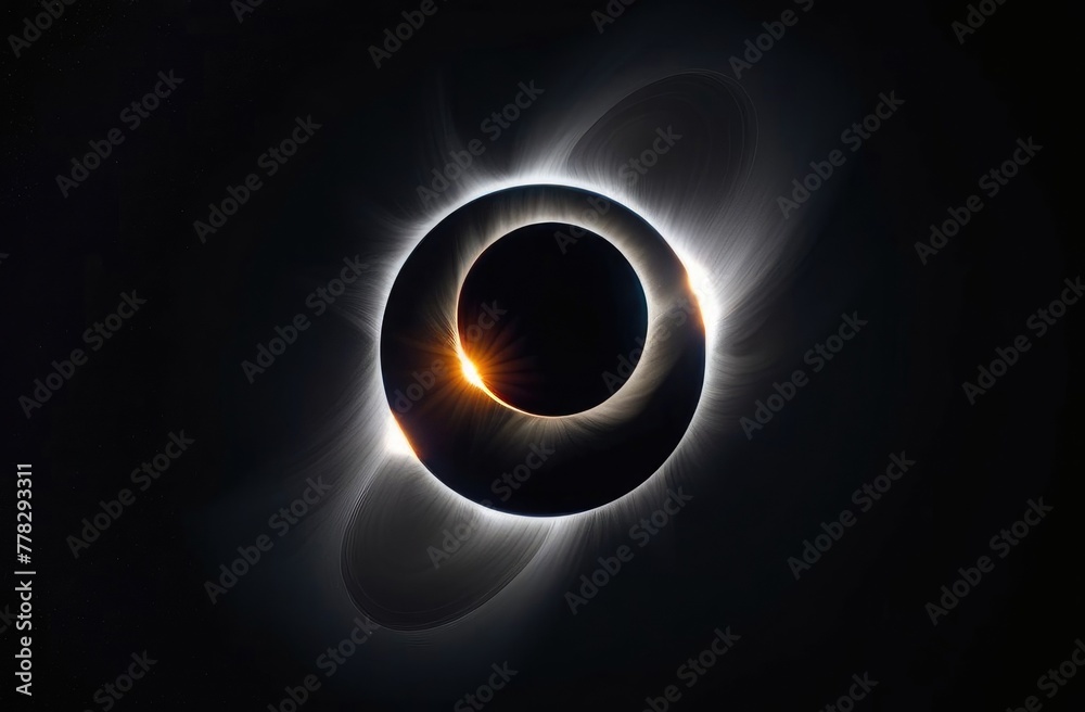 Total Solar Eclipse. Moon covers the sun. Moon about to pass in front ...