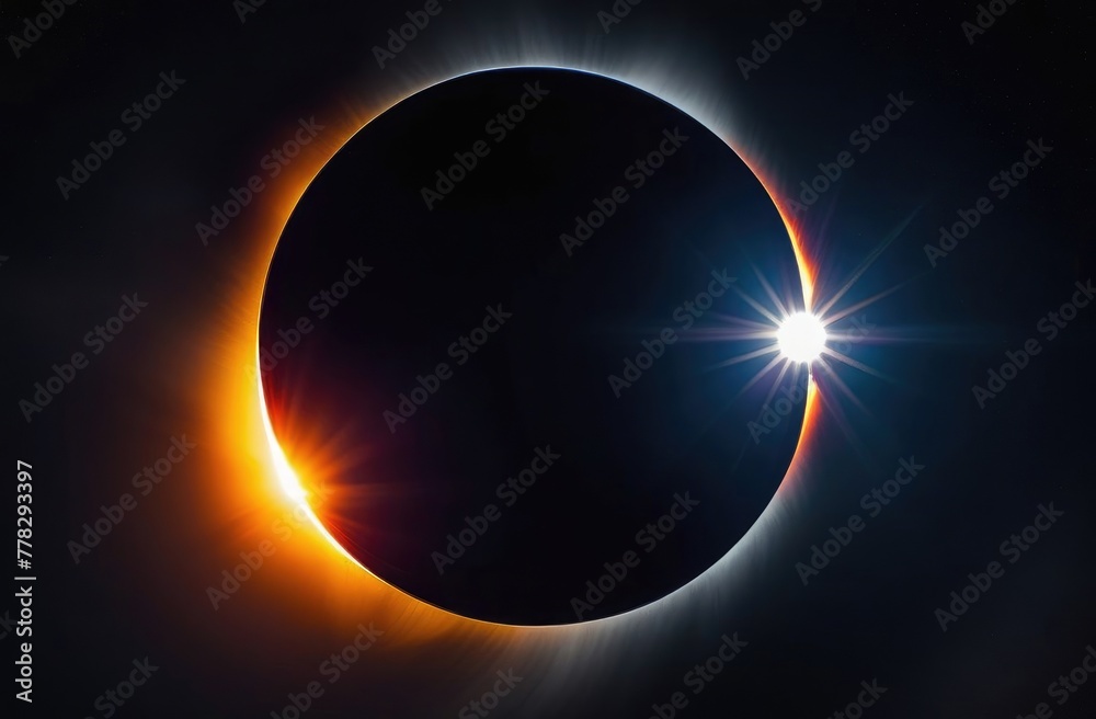 Total Solar Eclipse. Moon covers the sun. Moon about to pass in front ...
