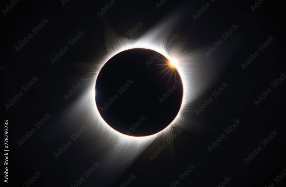 Total Solar Eclipse. Moon covers the sun. Moon about to pass in front ...