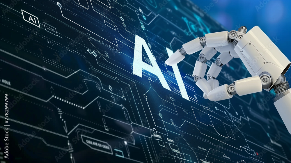 Title: "AI Touchpoint" Art Description: Robotic hand interacts with AI ...