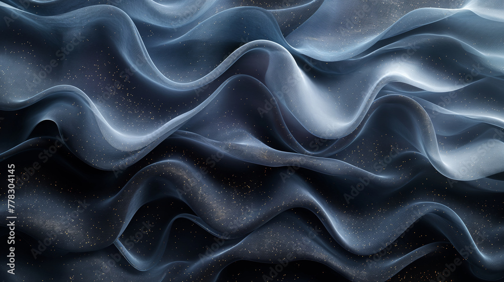 Ash silk wavy background with golden sparkles, shiny liquid texture ...