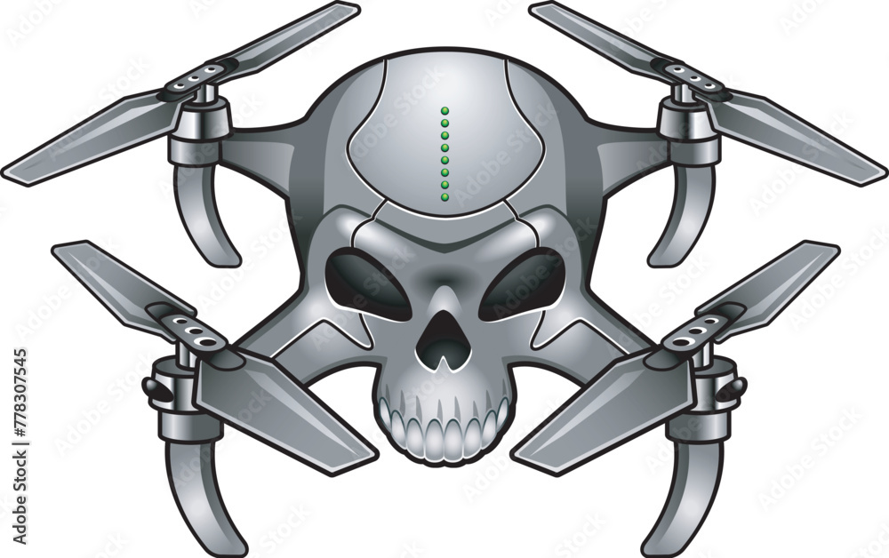 Human skull shaped unmanned aerial vehicle drone Stock Vector | Adobe Stock