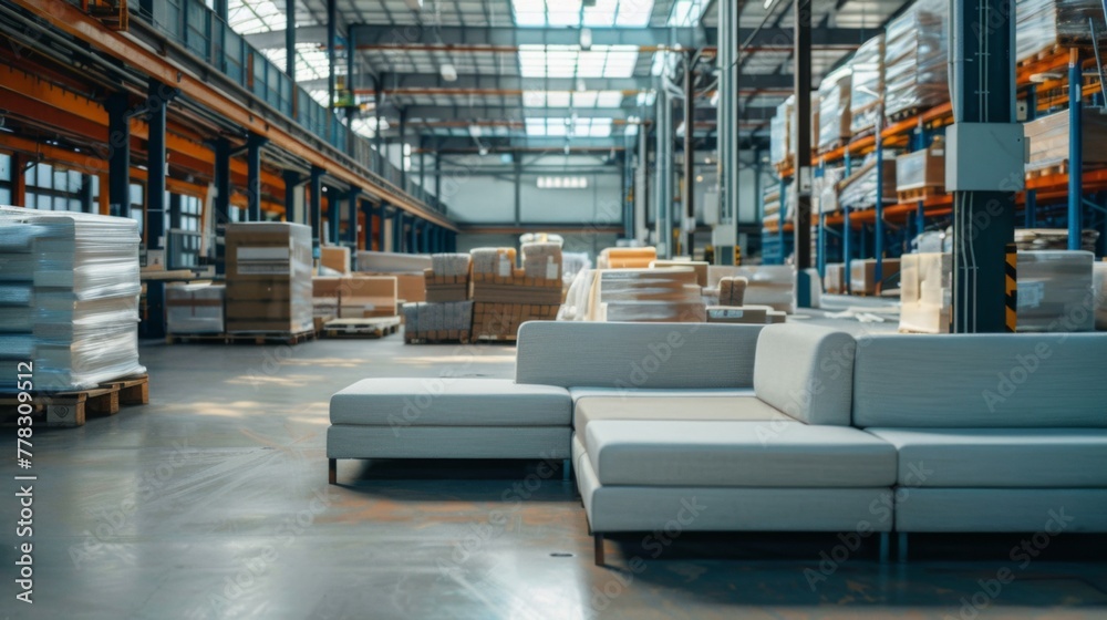 Furniture factory. Modern automated furniture production. Stock ...