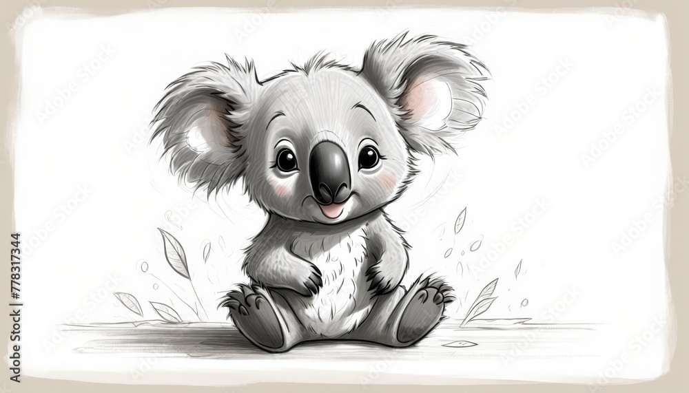 A koala sits on the ground, head turned to the side, eyes closed Stock ...