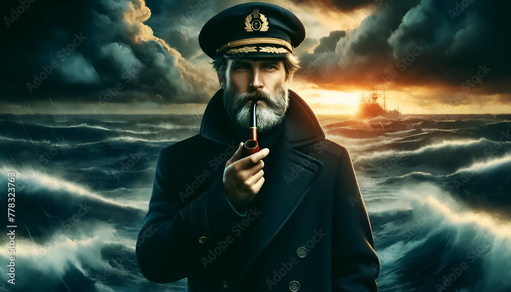Ilustração do Stock: Confident Ship Captain: Wide-Format Digital Art ...
