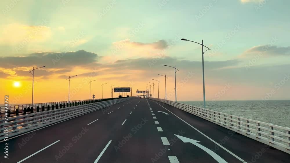 Bus road trip through the famous Hong kong-Zhuhai-Macau Bridge or HZMB ...