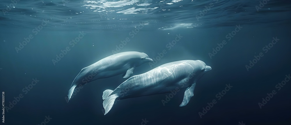 Serenity in the Depths: Beluga Ballet in Svalbard's Blue. Concept ...