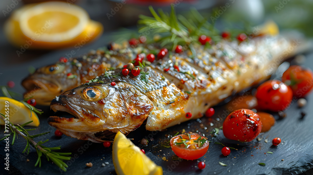 Fried Fish on Decorated Table for HD Wallpaper with Cinematic Effect ...