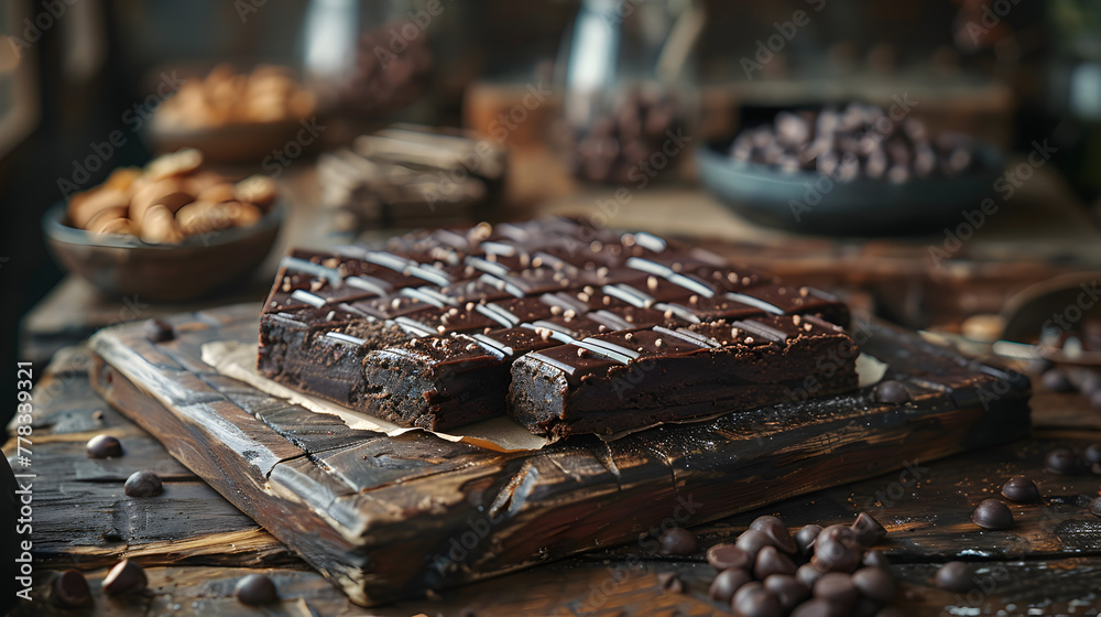 Fudge on Decorated Table for HD Wallpaper with Cinematic Effect Stock ...