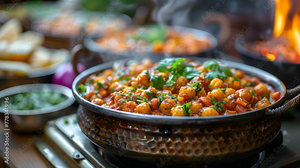 Indian Bhindi Masala on Decorated Table for HD Wallpaper with Cinematic ...