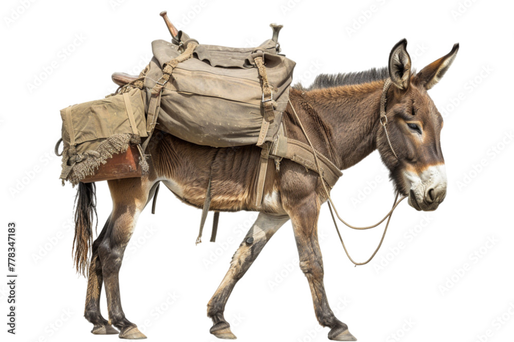 Isolated on a transparent background, a sturdy and industrious animal ...