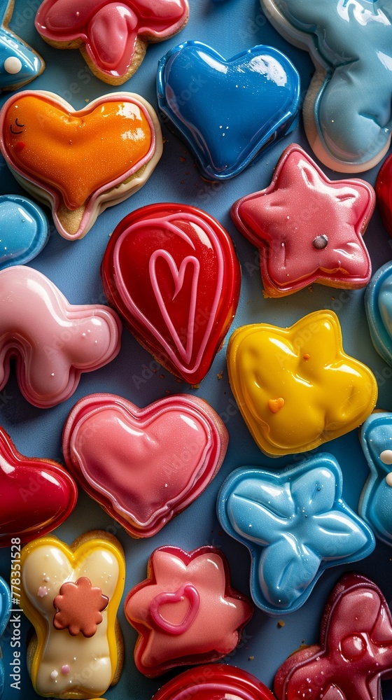 Balloon animal shaped pastries, brightly colored and fun, floating into ...