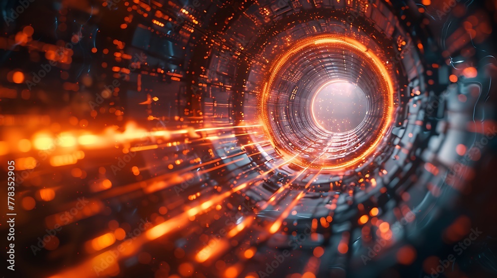 An abstract digital art piece visualizing a space-time warp as a ...