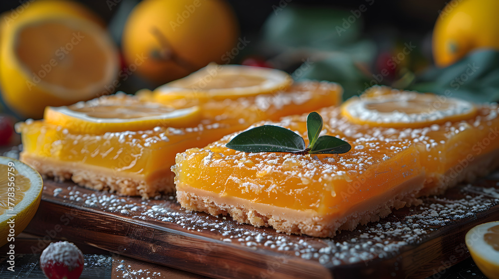 Lemon Bars on Decorated Table for HD Wallpaper with Cinematic Effect ...
